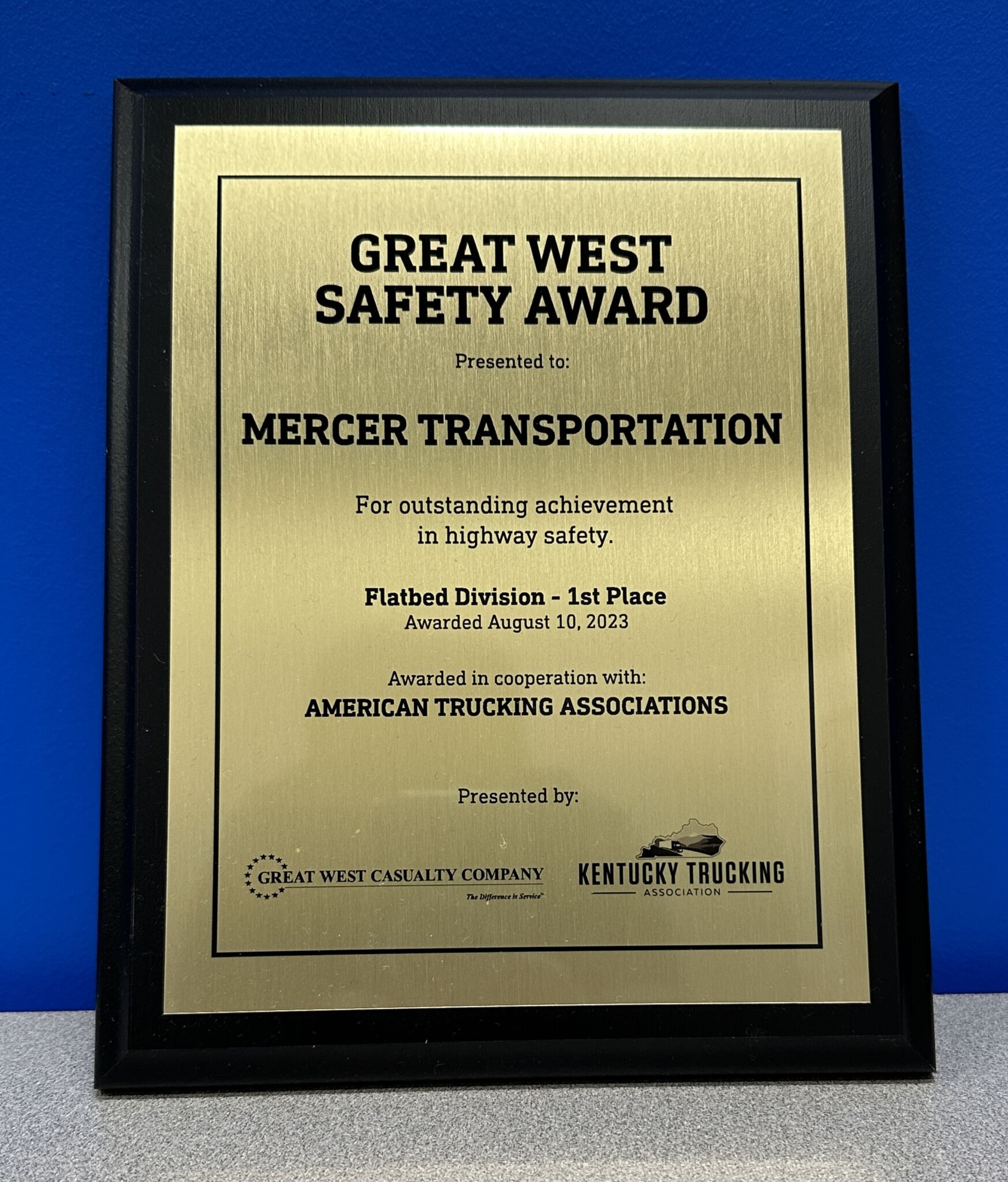Mercer Receives 2023 Fleet Safety Award - Mercer Transportation
